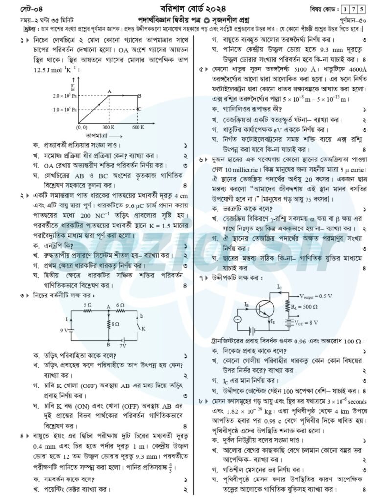 Important HSC Physics 2nd Paper Question 2024 CQ | পদার্থবিজ্ঞান ২য় ...