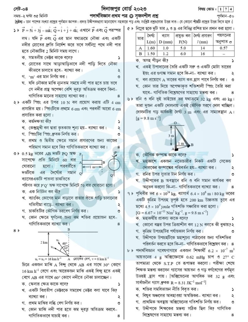 Essential HSC Physics 1st Paper Question 2023 All Board