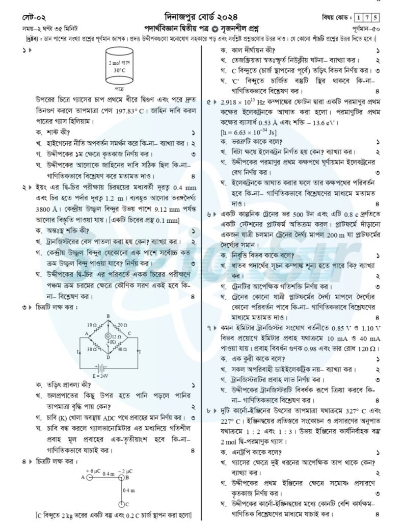 Important HSC Physics 2nd Paper Question 2024 CQ | পদার্থবিজ্ঞান ২য় ...